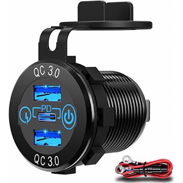 OEM 65W USB C PD Car Charger Socket & Dual Quick Charge 3.0 Ports ...