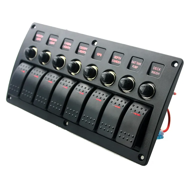 OEM 8 Gang Marine Boat Bridge Control Rocker Switch Panel with Breaker ...